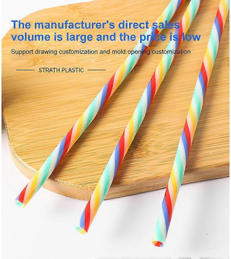 Cocktail Straw Thick Tube Spiral Rainbow Strawmixed Color Straw Party ...