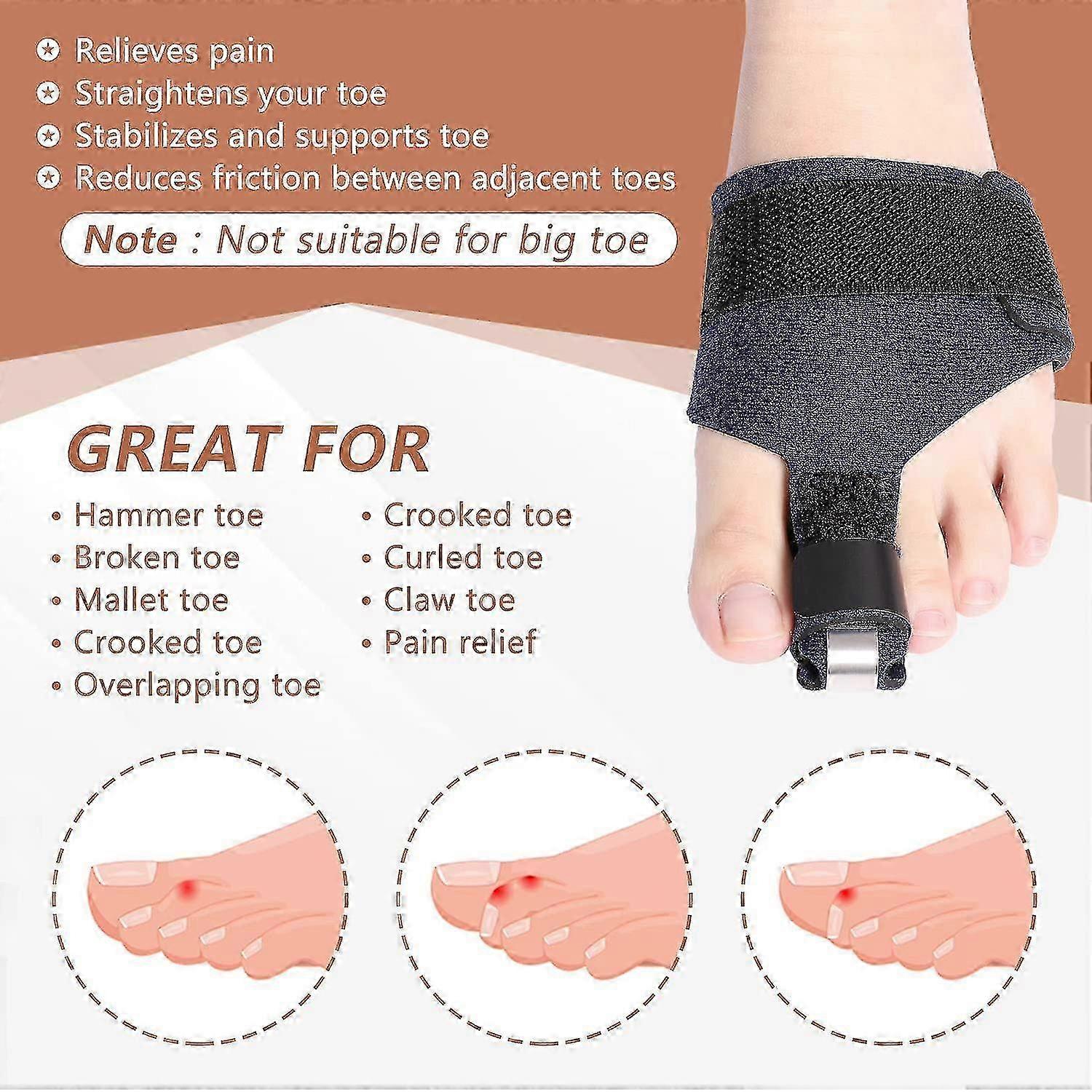 Toe Splint, Toe Straightener Hammer Toe Corrector, Toe Brace Support ...