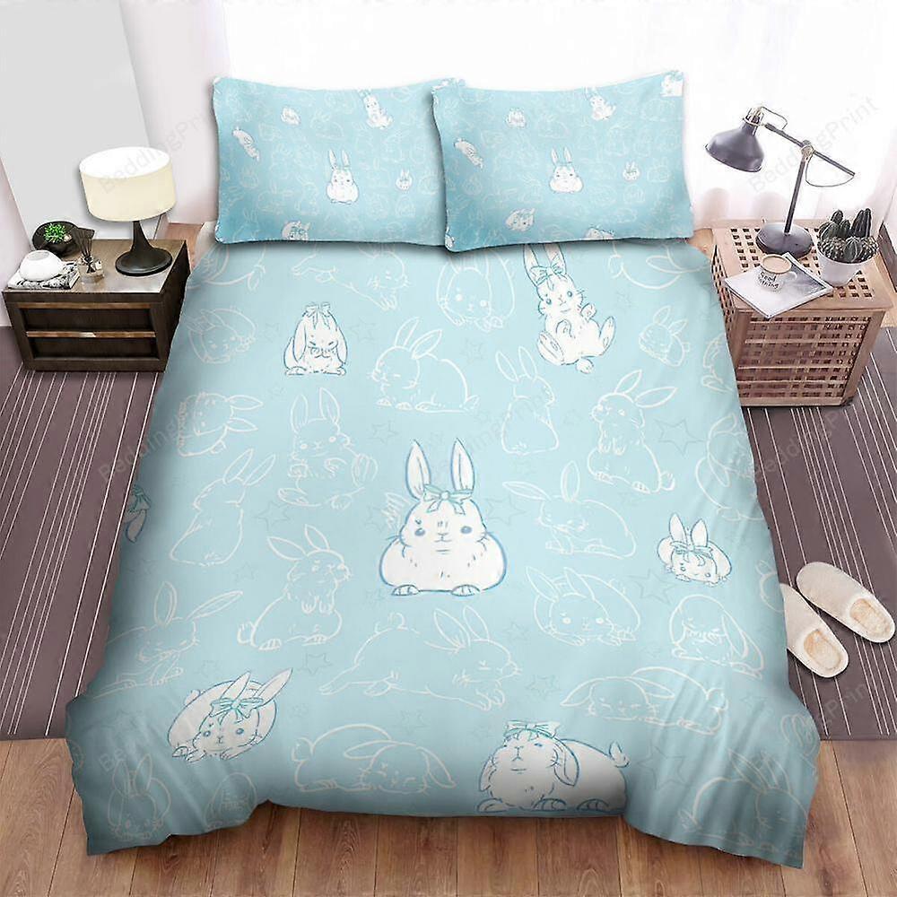 v355 Bed Sheets The Wild Animal Cute Cartoon Rabbit Lying Pattern Duvet Cover Set Bed Sheets ...