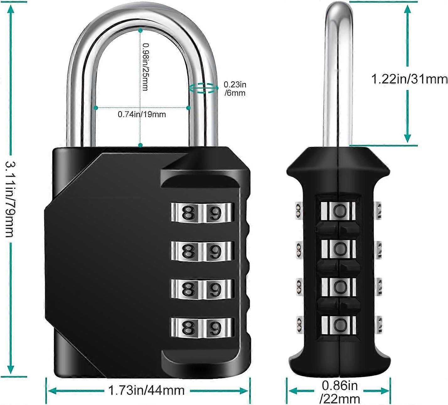 4-Digit Combination Padlock, Gym Lock, School Locker Lock, Outdoor ...