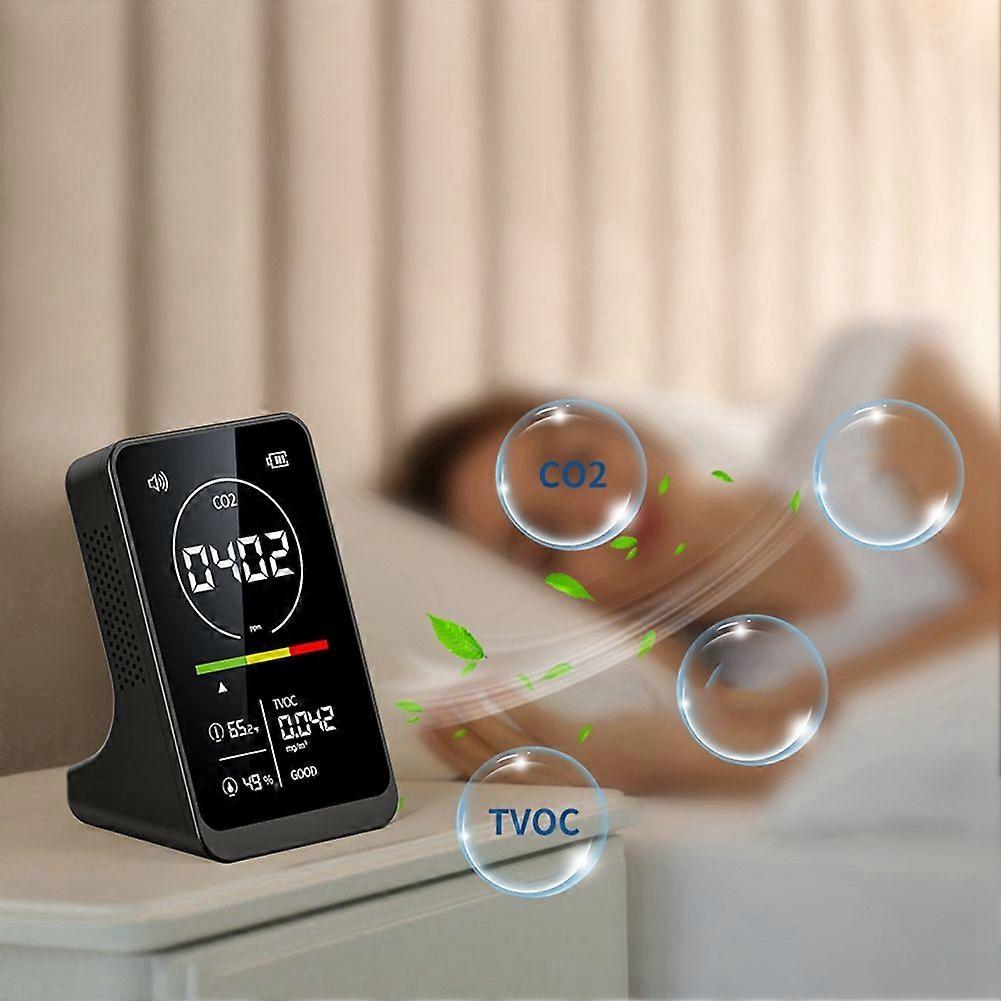 4 in 1 Digital Air Quality Meter Rechargeable CO2 TVOC Temperature ...