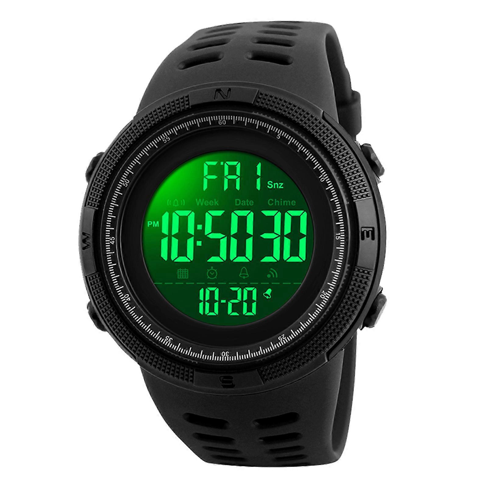 All Black Men's Digital Watch: 50M Water Proof LED Backlight Sports ...