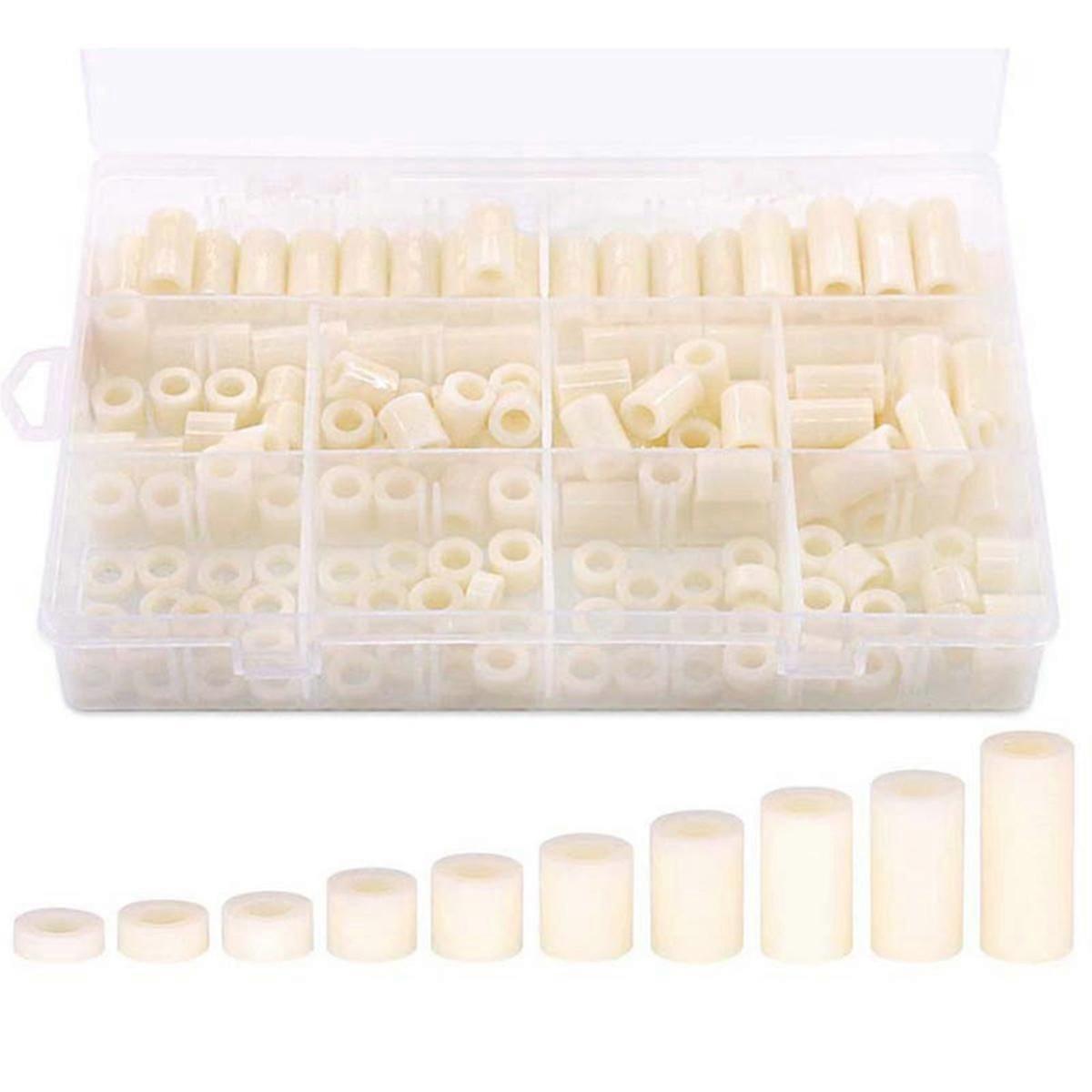 150PCS M6X3-M6X25mm White ABS Round Standoff Spacer Hollow Insulating ...