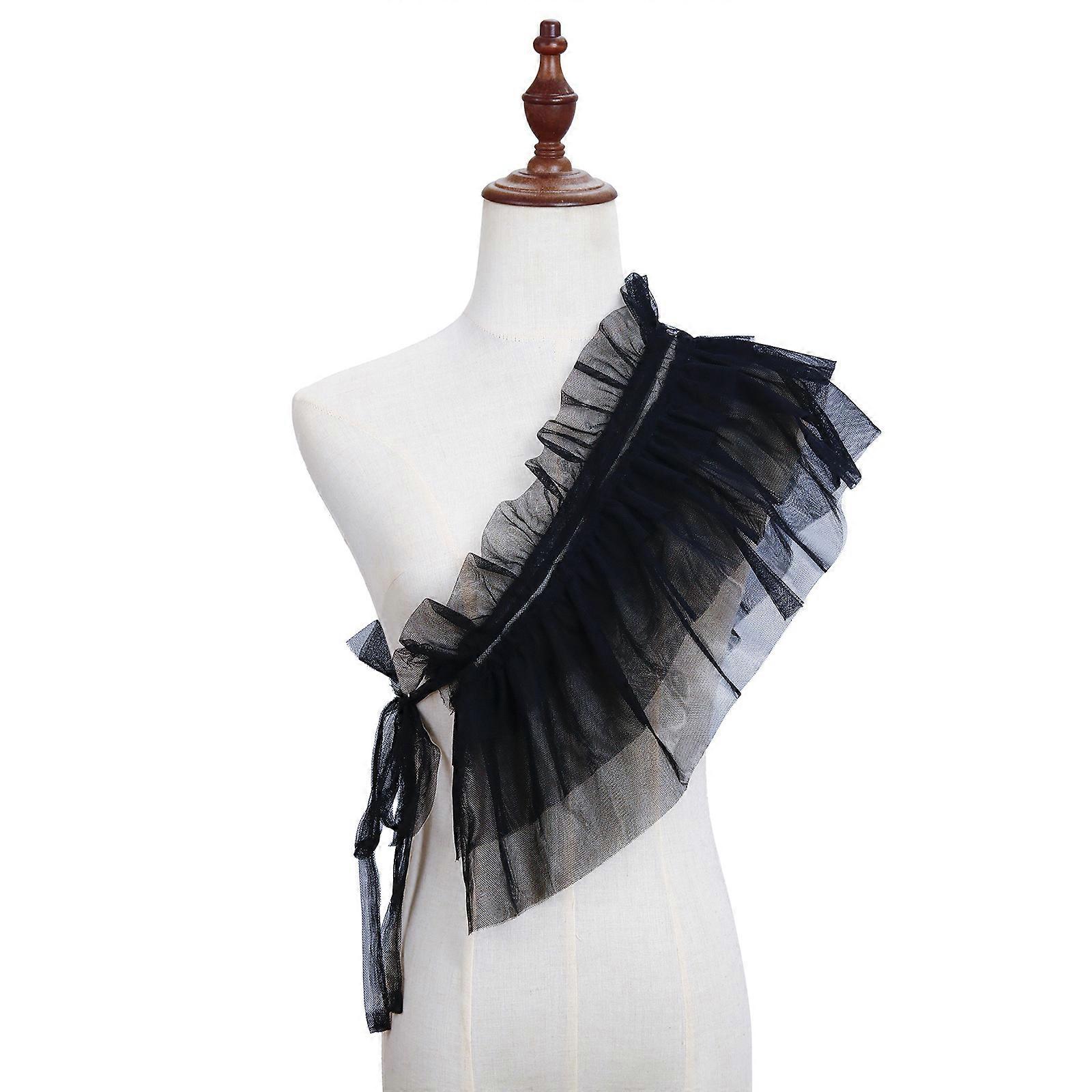 Women's Vintage Ruffled Mesh Shrug Shawl Japanese Anime False Collar ...