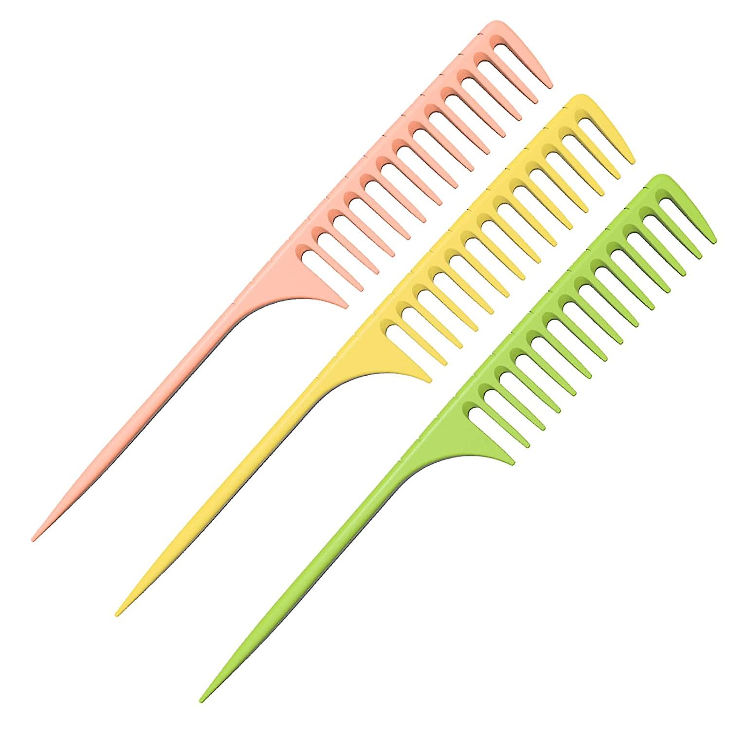 Wide Tooth Comb, 3pcs Wide Tooth Rat Tail Combs, Wide Tooth Rake Comb ...
