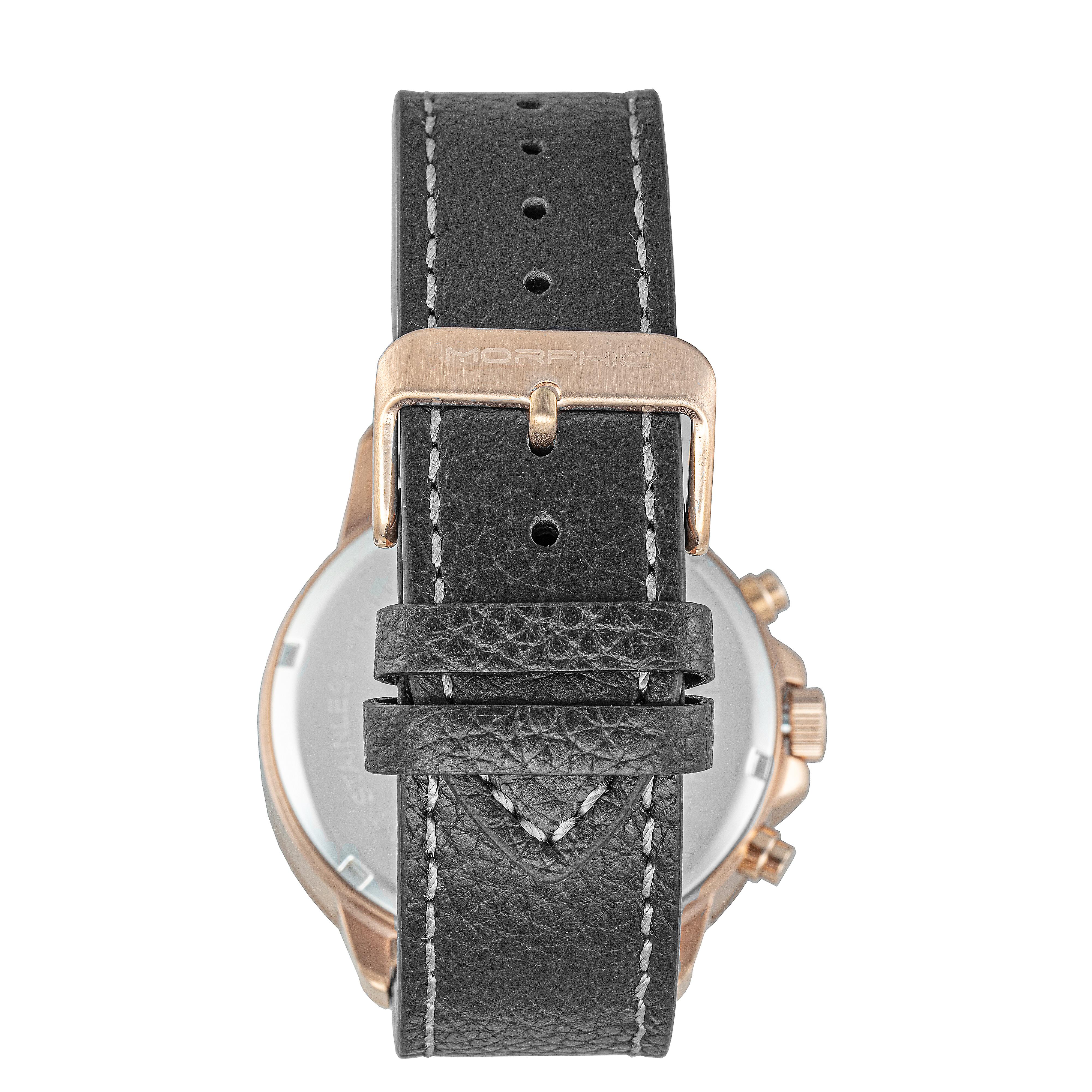 Morphic M86 Series Chronograph Leather-Band Watch - Rose Gold/Black ...