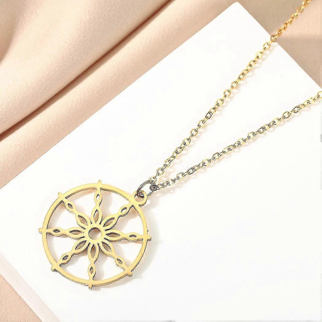 Dharma Wheel Buddhism Pendant Necklaces Dharmachakra Yoga Choker ...