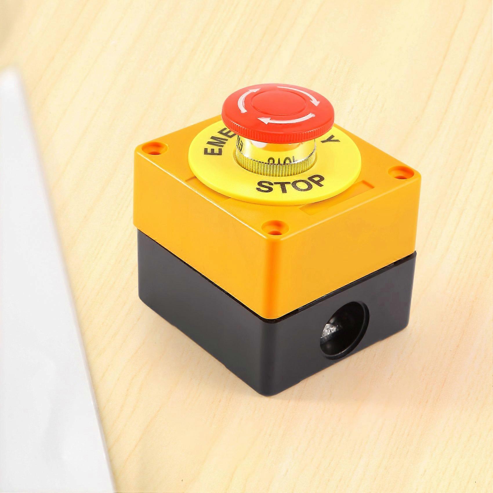 2Pcs Red Mushroom Emergency Stop Shut Off Push Button Switch No + Nc ...