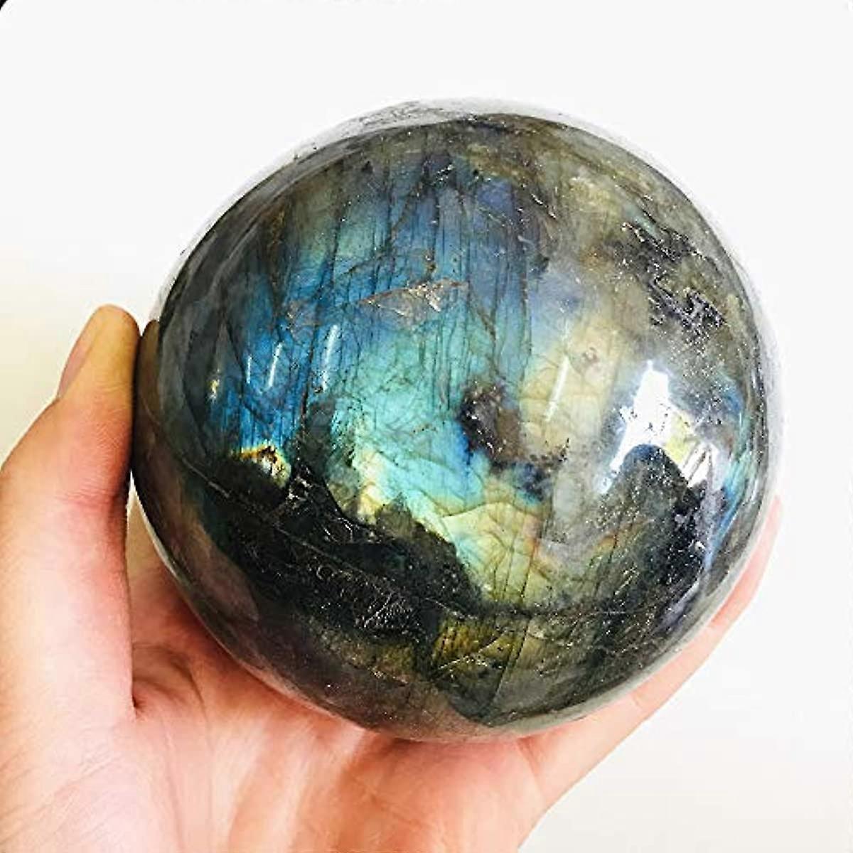 Natural labradorite sphere rock quartz crystal ball healing ornament ...