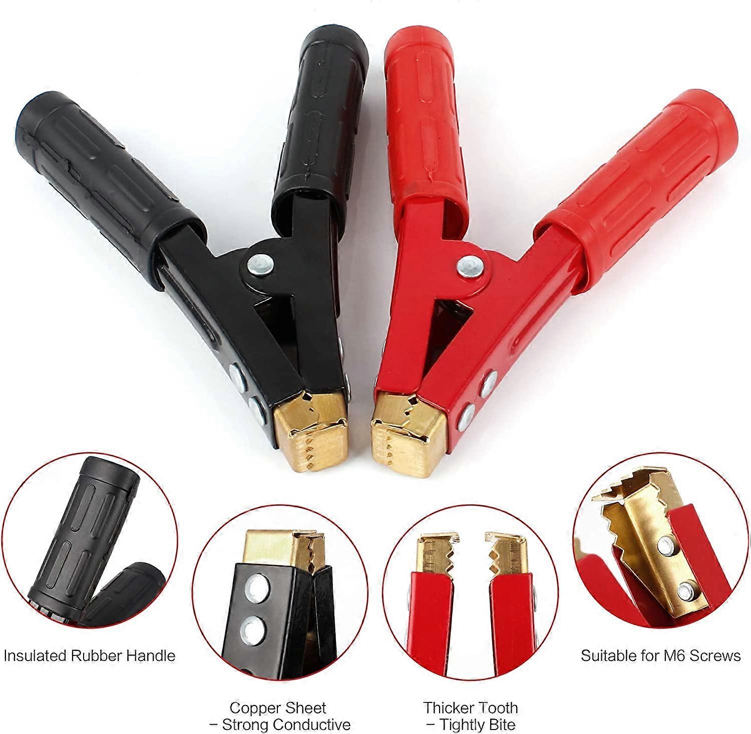 2 Pieces 1000A Heavy Duty Pure Copper Jumper Cables Boost Clamp Car ...