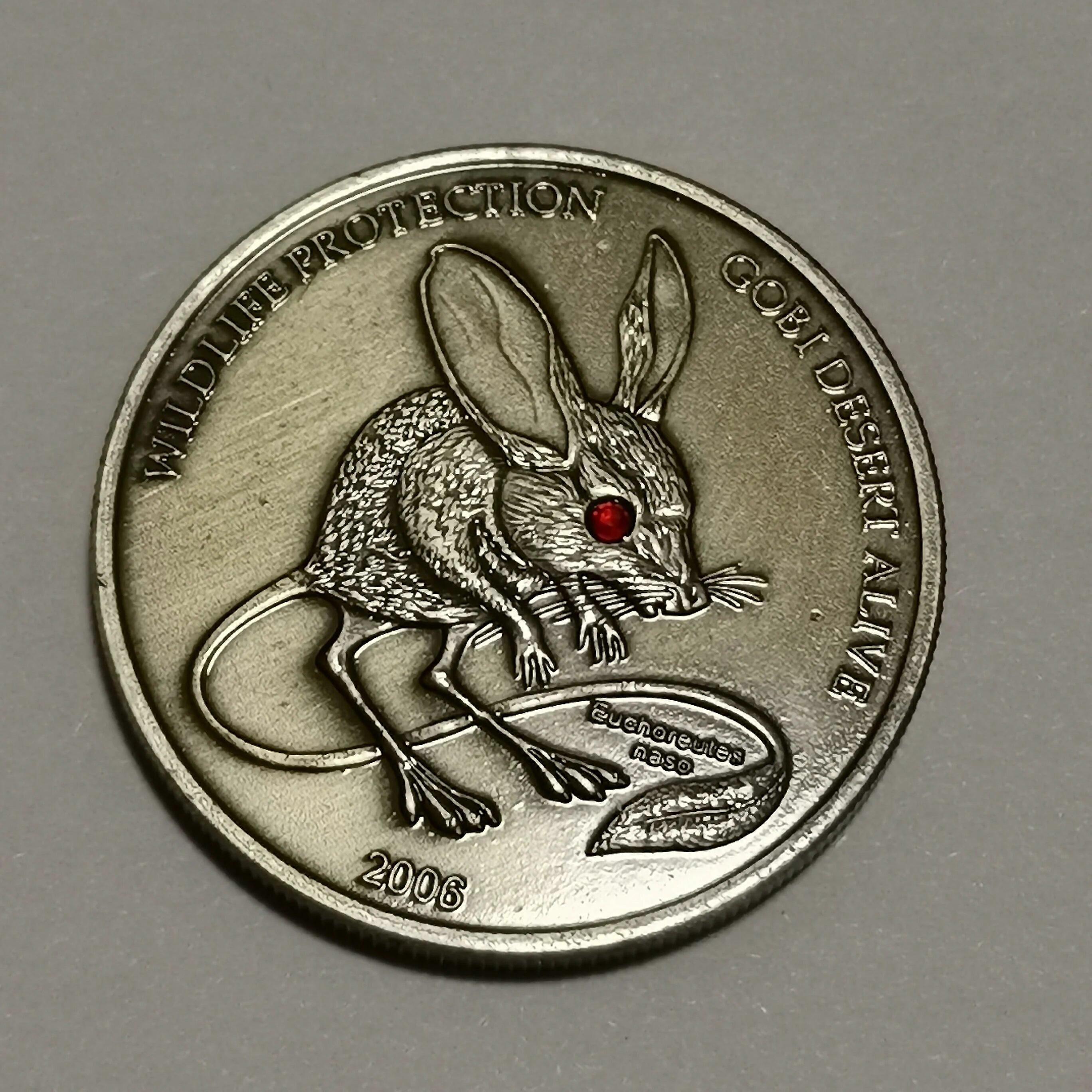 Mongolian Endangered Wild Animal Collectible Coins With Crystal Eyes ...