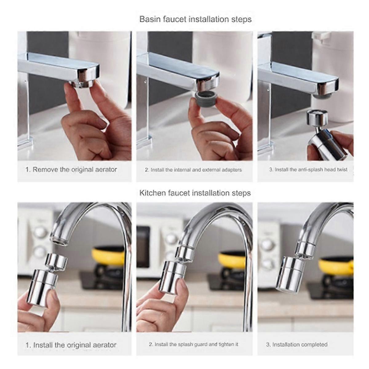 Kitchen Faucet Spray Head Filter Adjustable Rotary Splashback Tap ...