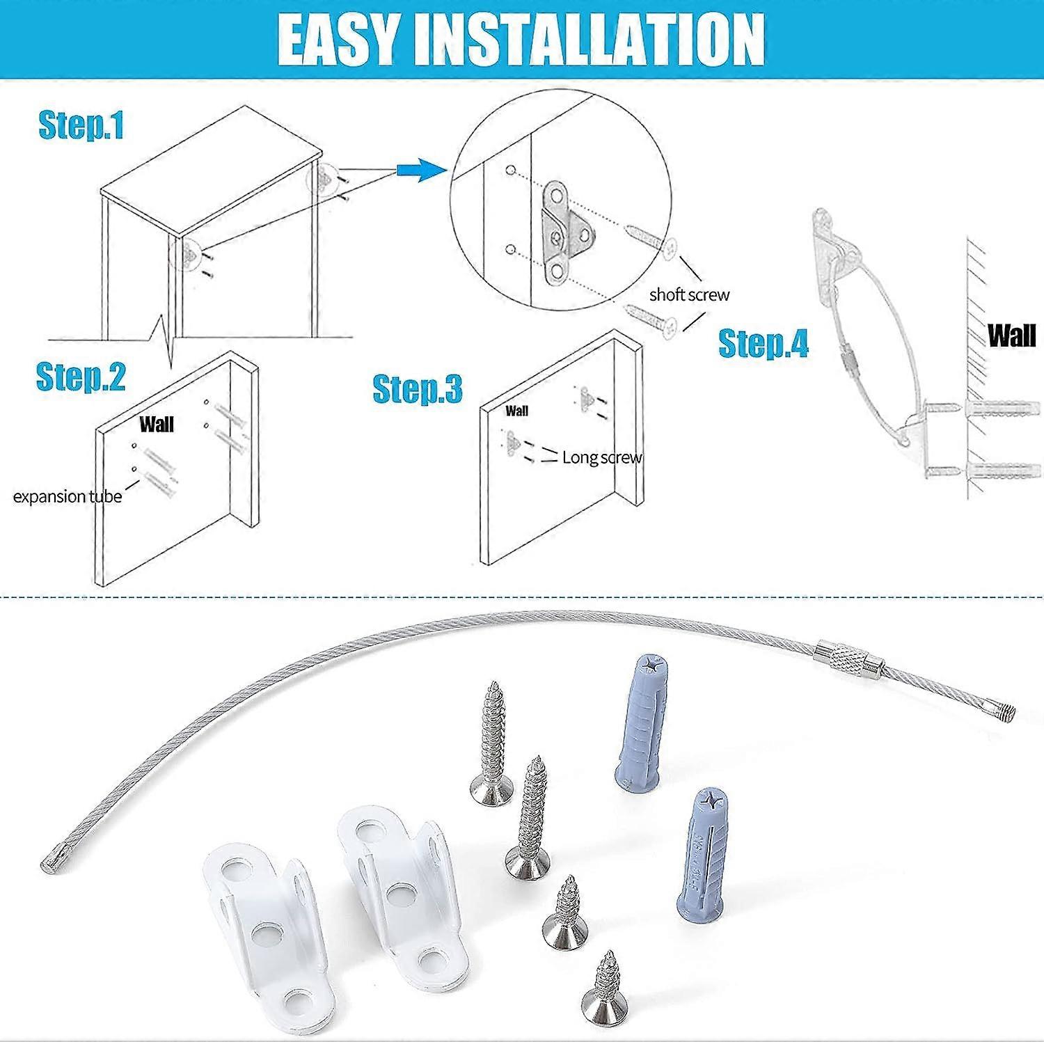10 Packs Furniture Anchors, Tension Earthquake Resistant Metal Straps ...