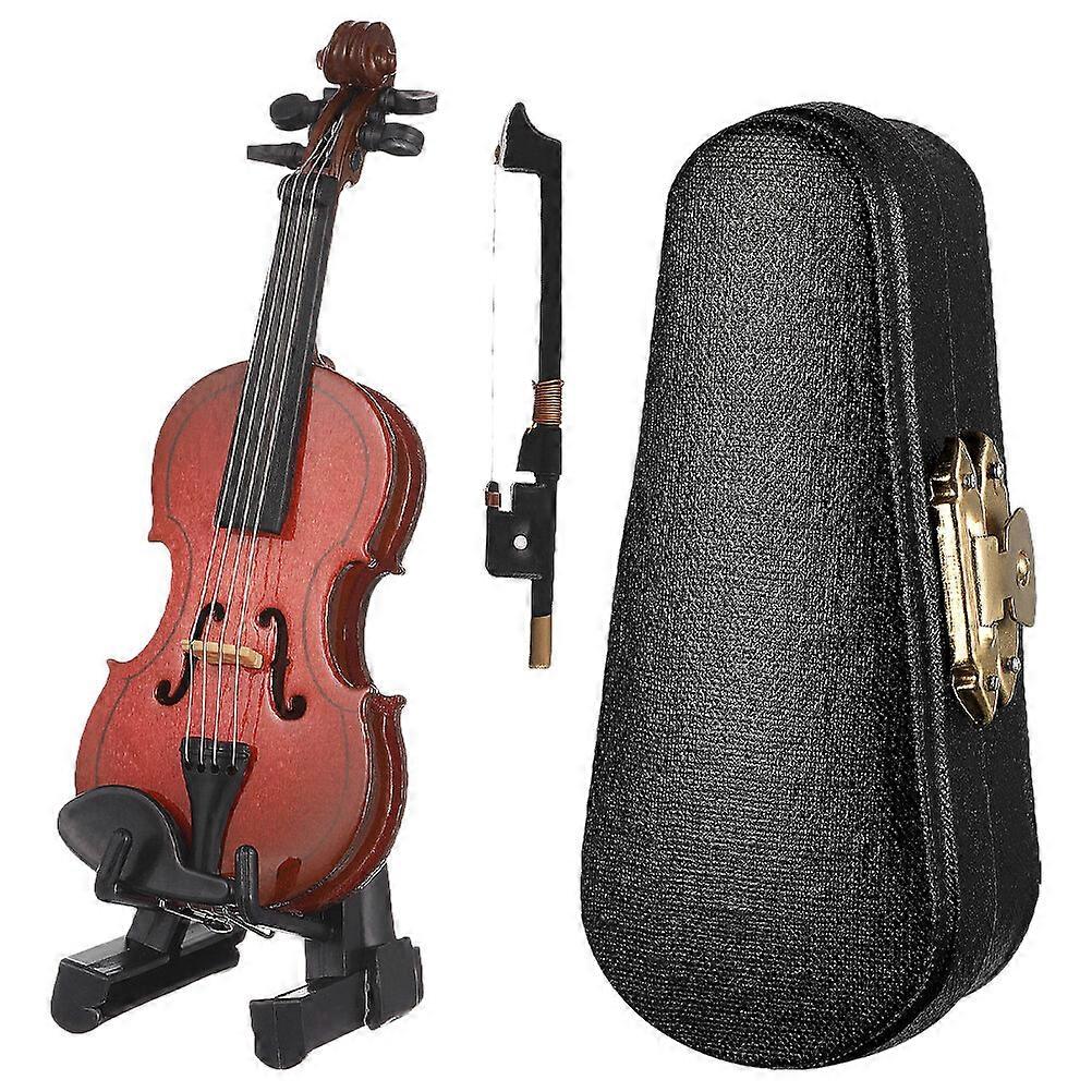 1 Set Wooden Mini Violin with Rack Bow Model Realistic Violin Studio ...