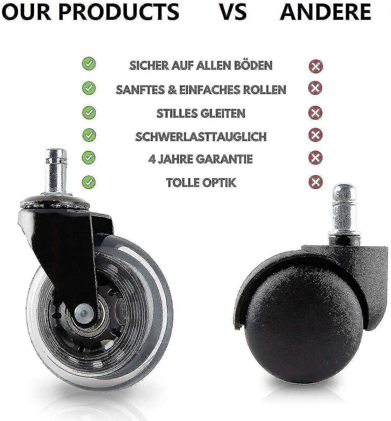 Set Of 5 Office Chair Castors In Hard Floor Castors, Rollerblade Style ...