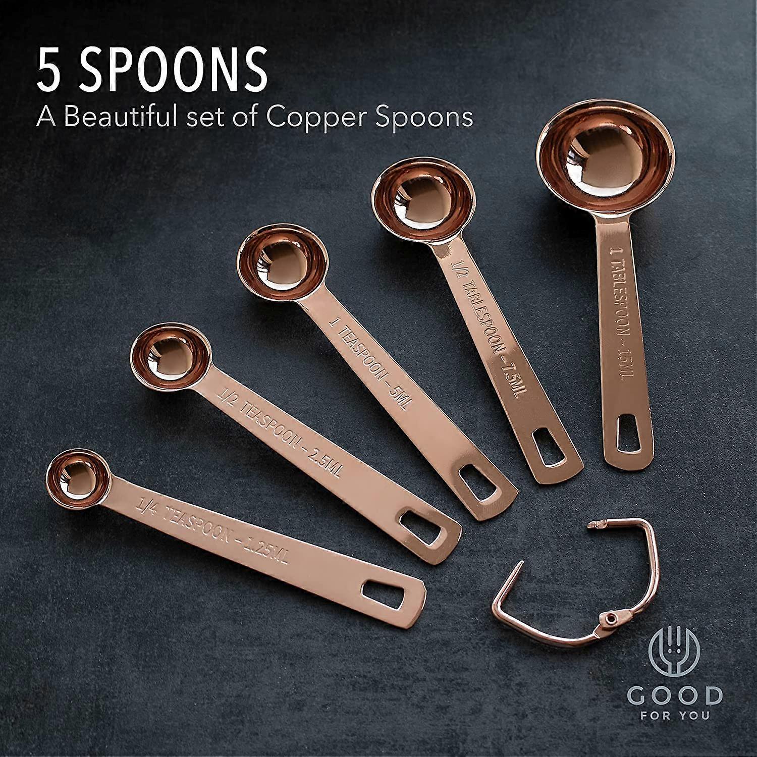 9-piece rose gold nested metal measuring spoons and measuring cups ...