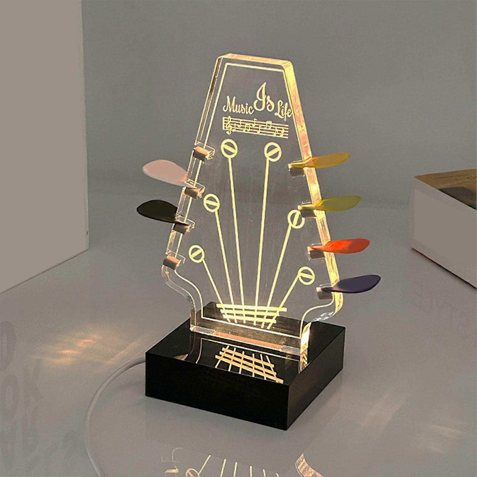 Guitar Pick Display Stand with Light Guitar Headstock Shape Pick Holder ...
