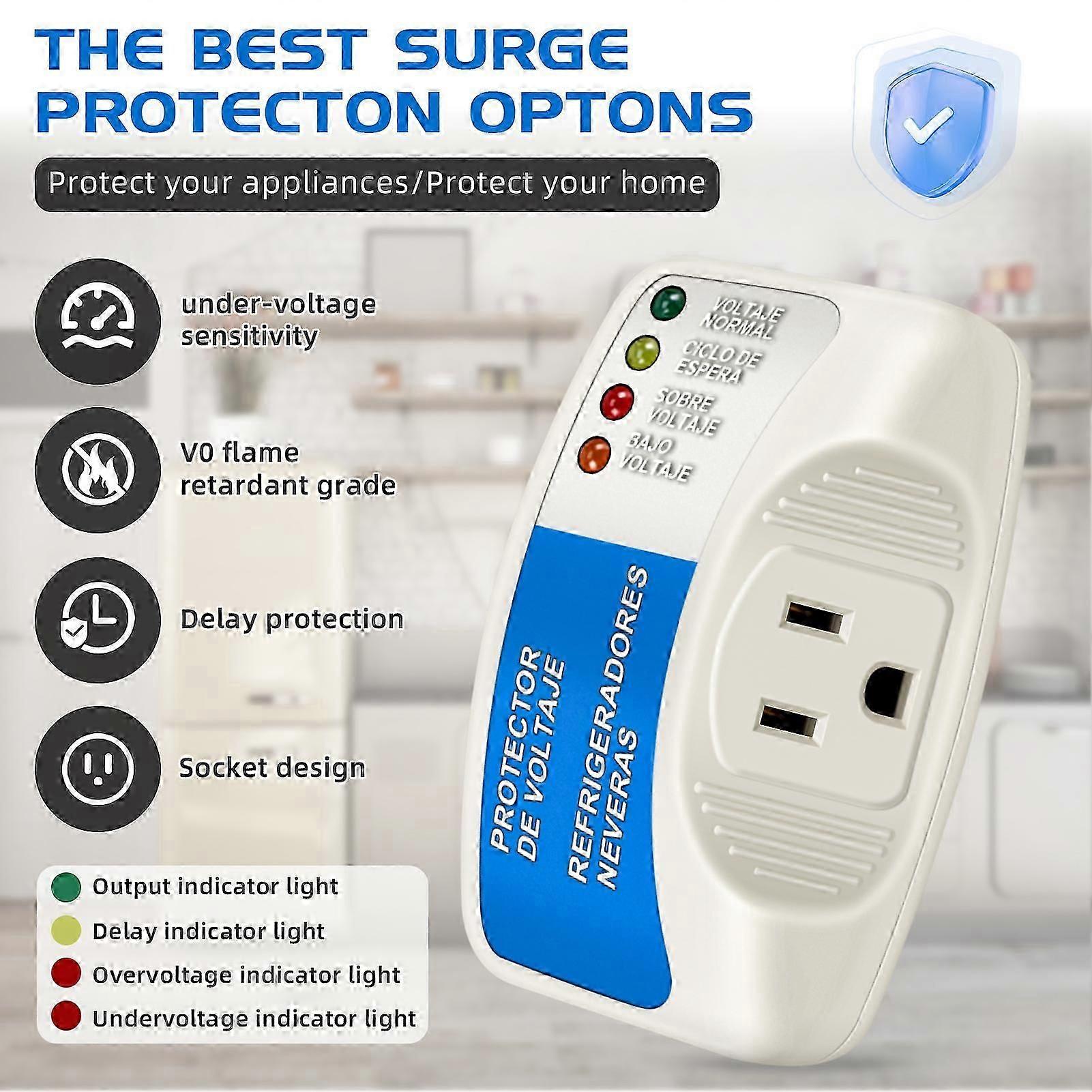 Voltage Protector 120V 1400W Outlet Plug Self-Recovering Surge ...