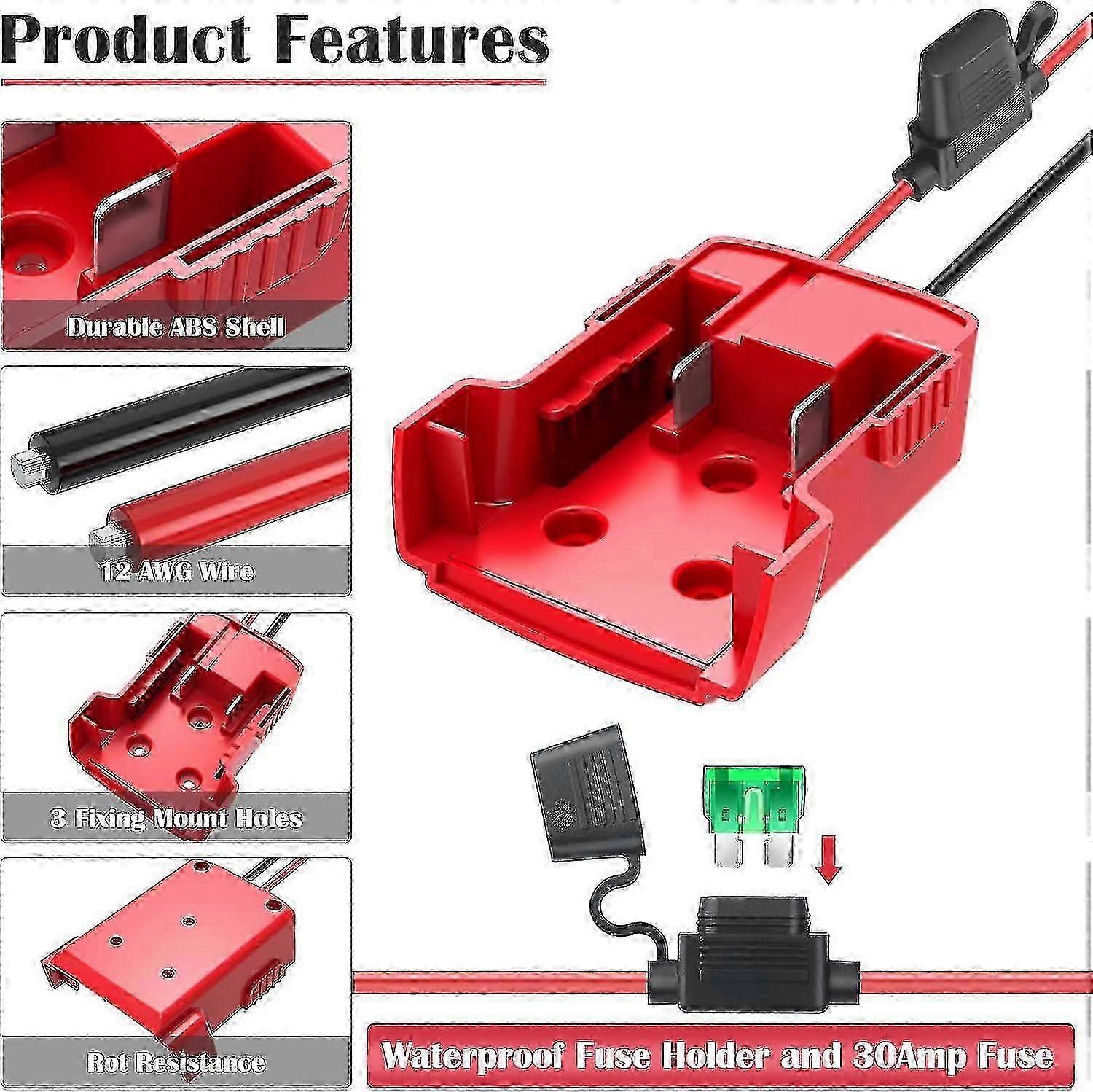 Power Wheel Adapter for Milwaukee M18 Battery 18V Converter with Fuses ...
