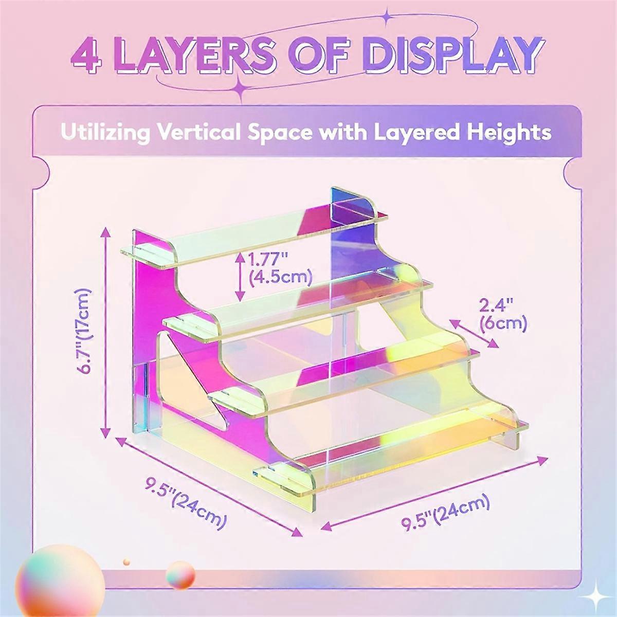 4 Tier Iridescent Display Risers Stand, Plastic Risers for Display ...