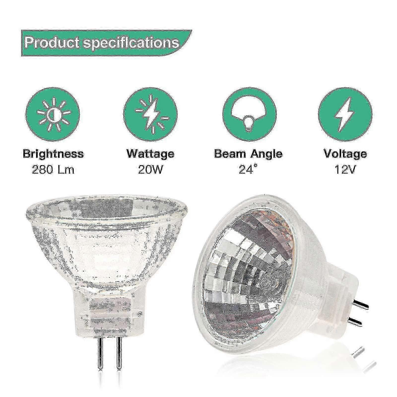 Mr11 Halogen Bulbs (pack Of 12), Gu10 Halogen Lamp 12v 20w, Mr11 Gu10 Dimmable Bulb Glass Cover ...
