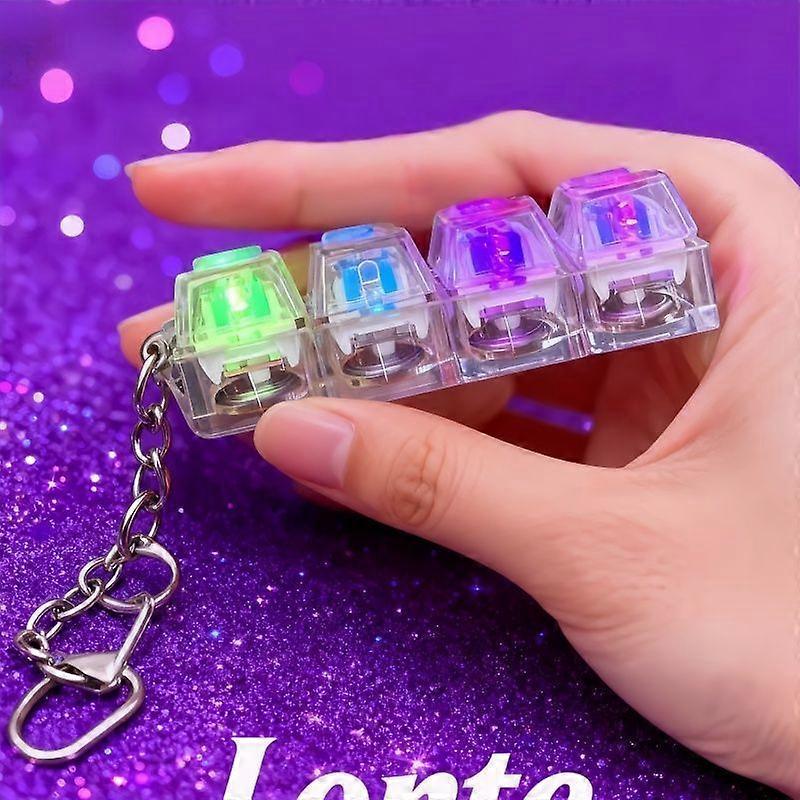 2 Pcs Keyboard Fidget Toy, Loud & Silent Fidget Keychain with LED ...