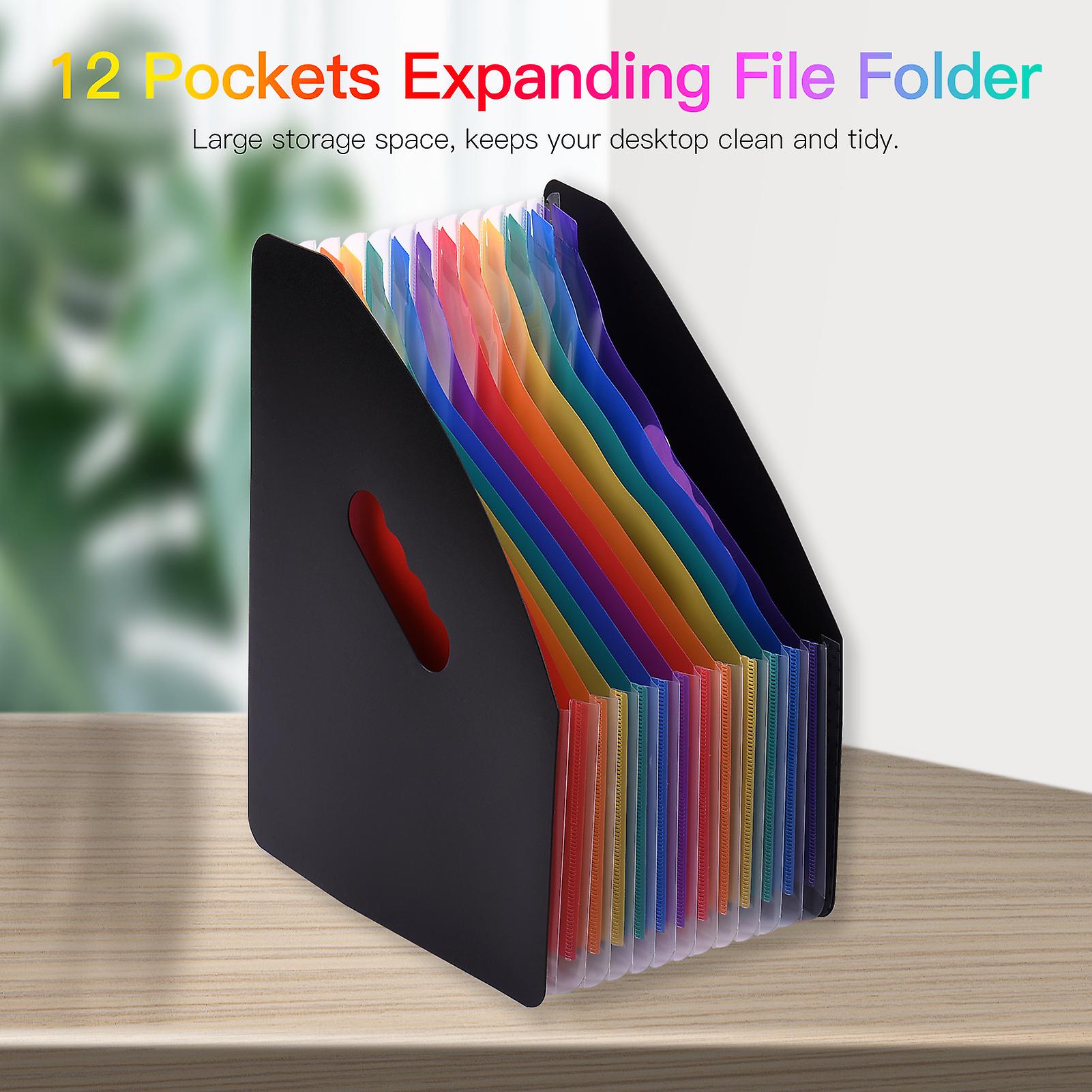12 Pockets Expanding File Folder Accordian File Organizer A4 Letter ...