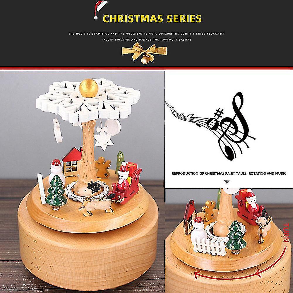 Handmade Wooden Rotating Music Boxes Christmas Music Box Hand Painting ...