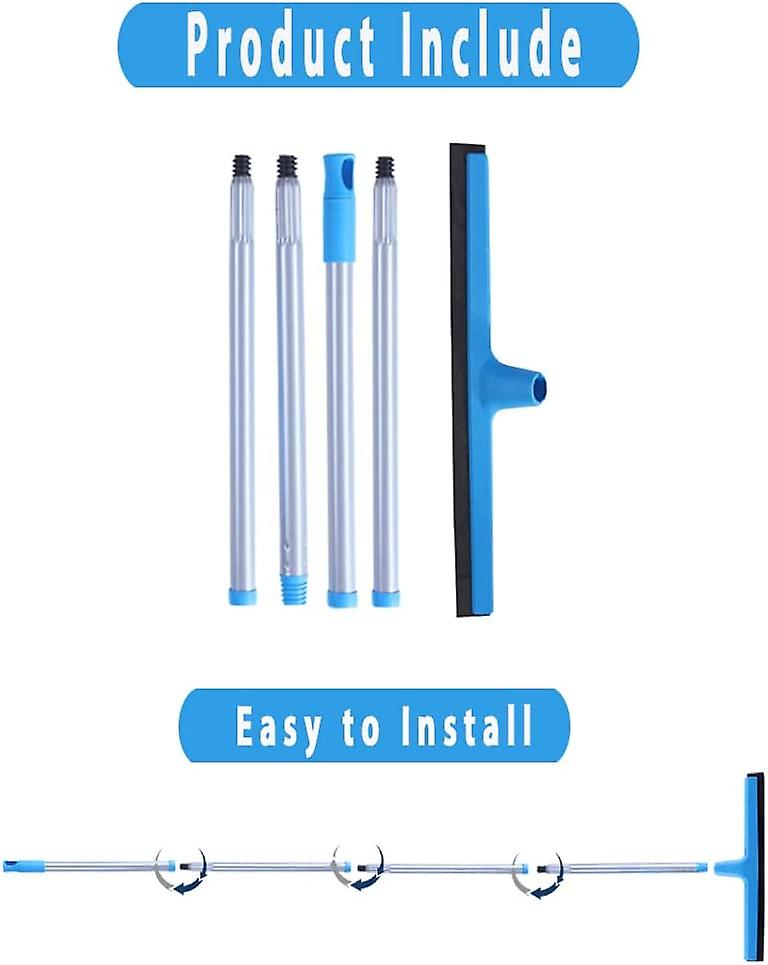 Long Handle Floor Wiper - 50 Inch Adjustable Foam Wiper Magic Broom For ...