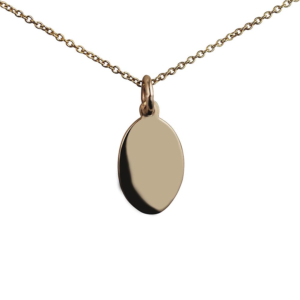 9ct Gold 16x11mm plain oval Disc with a cable Chain 20 inches | Fruugo US