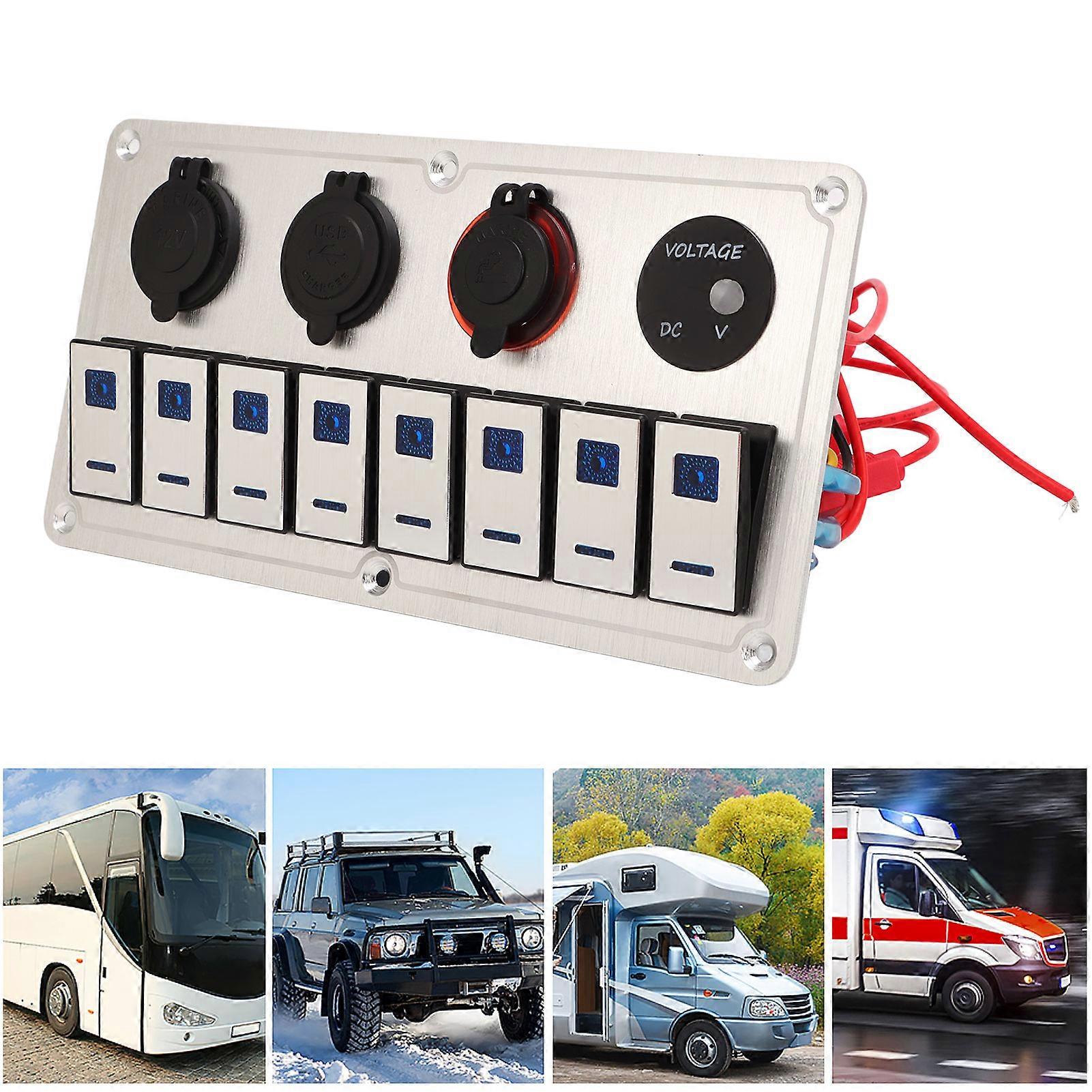 Rocker Switch Panel 8 Gang 12?24V 5 Pin Blue Light Toggle On Off Lights ...