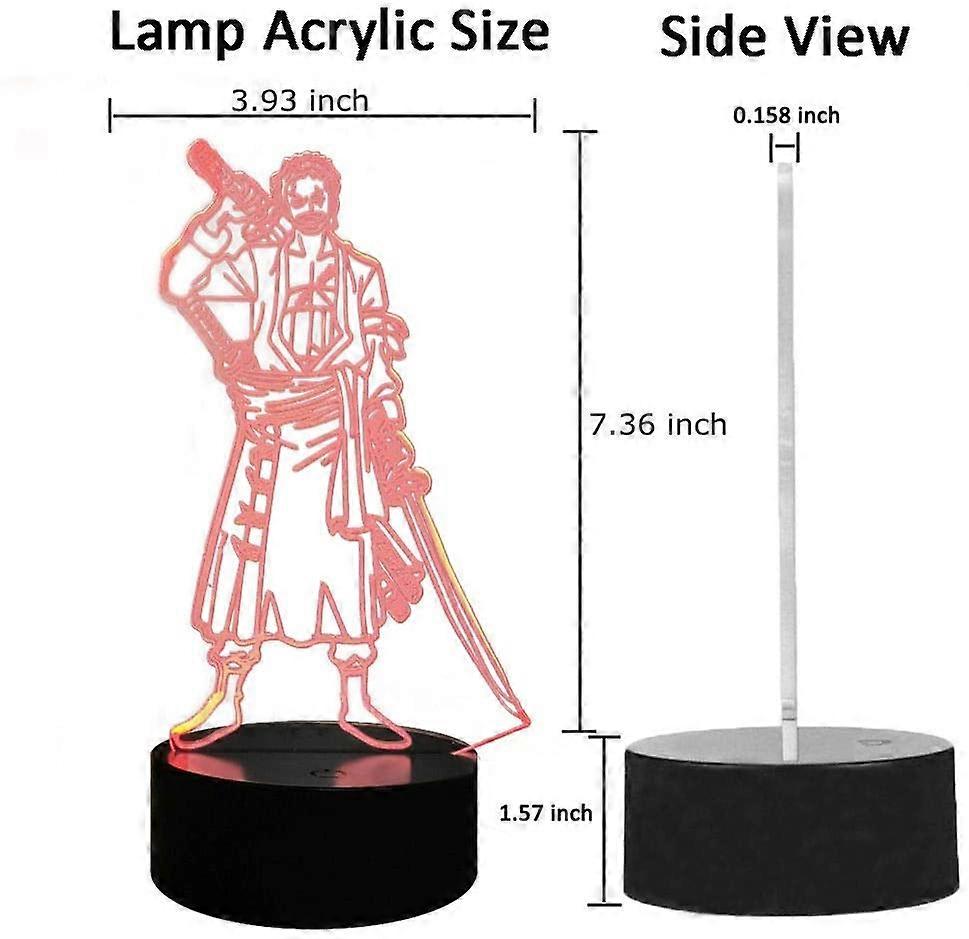 Wekity Roronoa Zoro 7 Colors Changing Table Action Figures Lamp Luffy ...