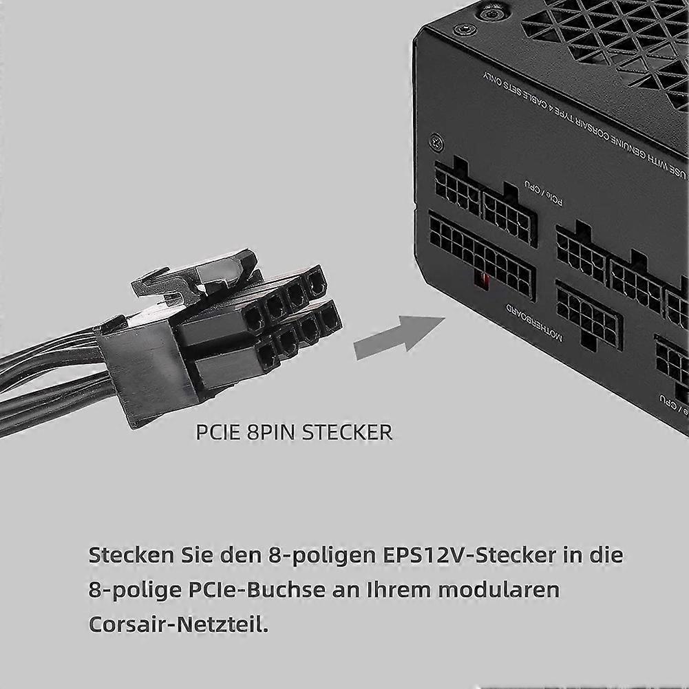 ATX CPU 8-Pin Male to Dual PCIe 8-Pin (6+2) Male Power Supply Cable for ...