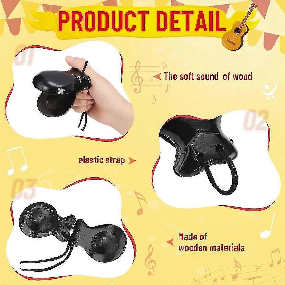 1 Pair Spanish Castanets Flamenco Castanets with String Traditional ...