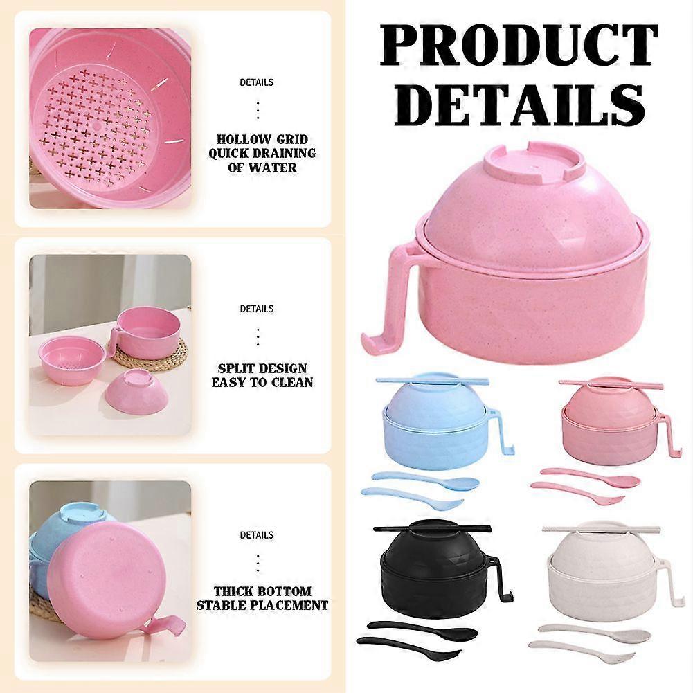 6-Piece Noodle Bowl Set with Noodle Strainer & Cultery - Microwave ...
