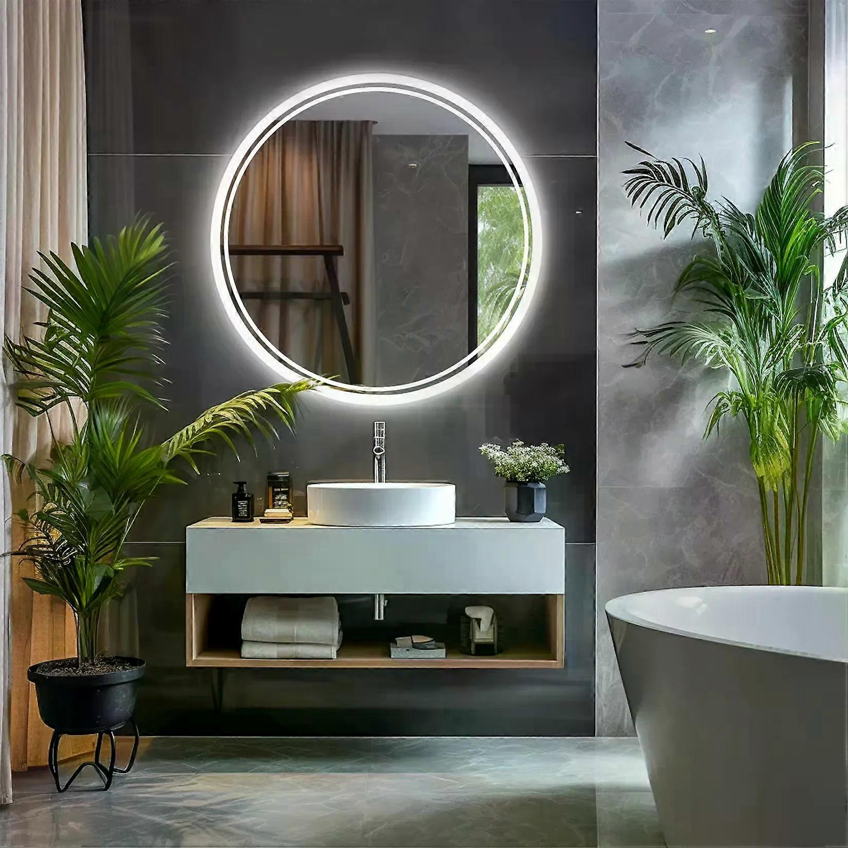 LED HD Smart Bathroom Mirror with Lights Circle Backlit Bathroom Mirror ...