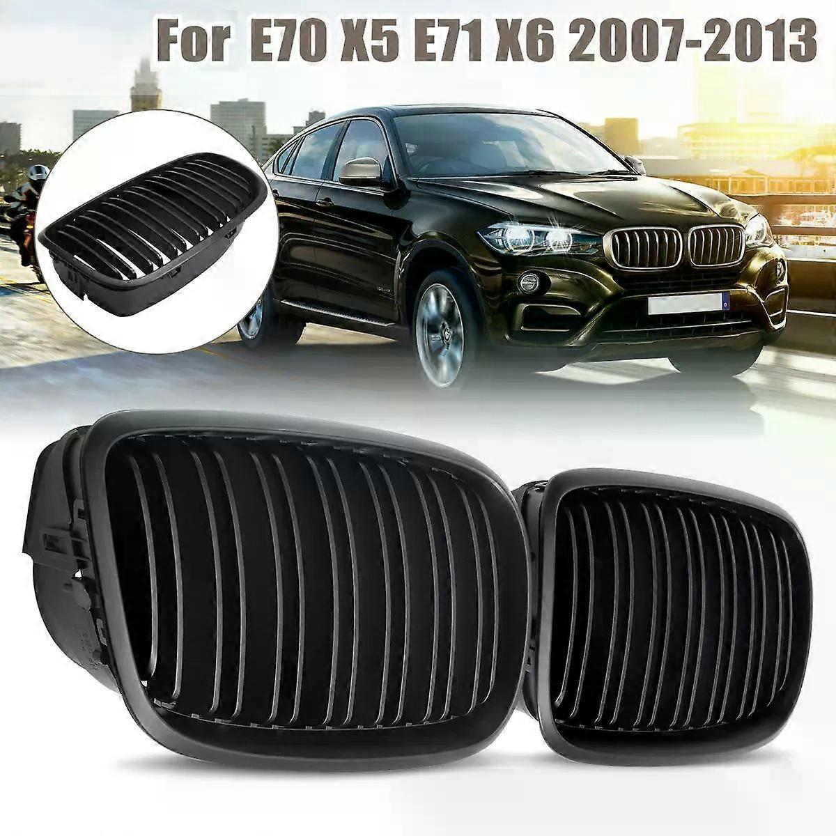 Matte Black Front Bumper Dual Slat Front Kidney Grill Grille For-BMW X5 ...
