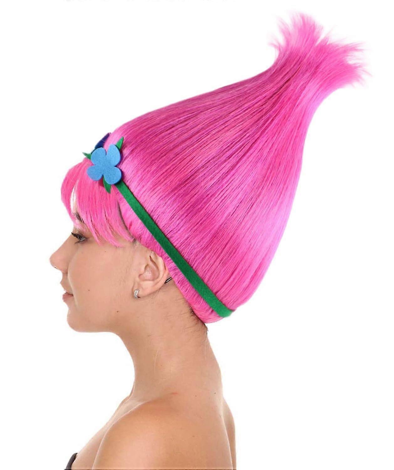 Vibrant Pointed Princess Troll Pink Pointy Wig with Green and Blue ...