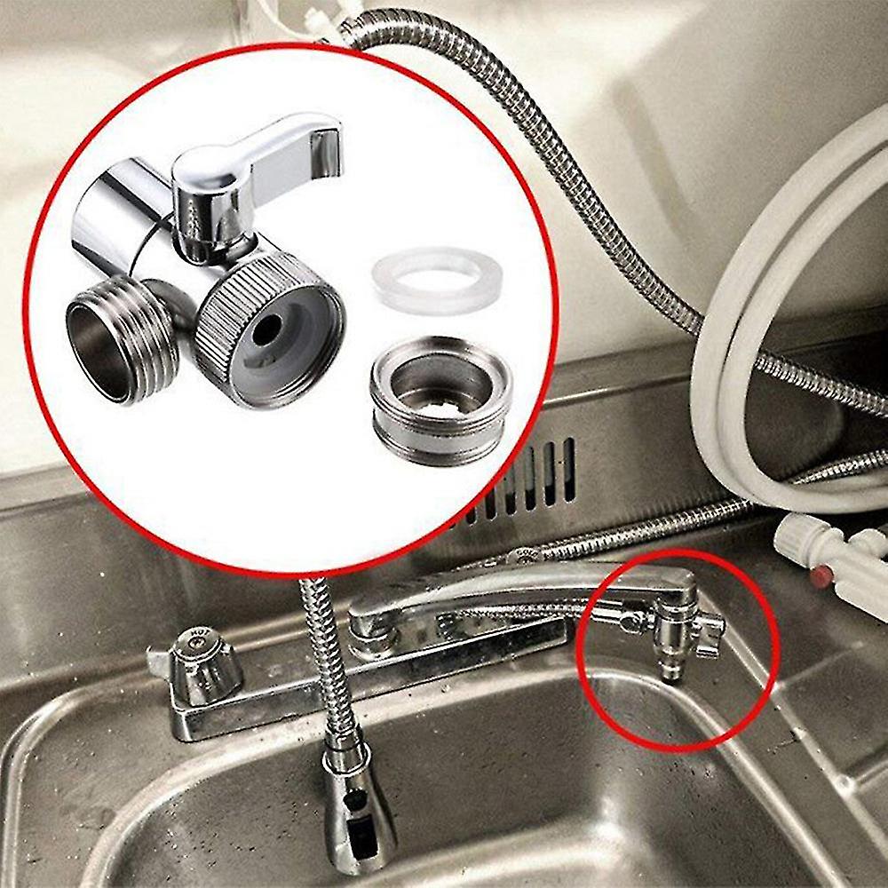 3-way Diverter Valve Water Tap Connector Faucet Adapter Kitchen ...