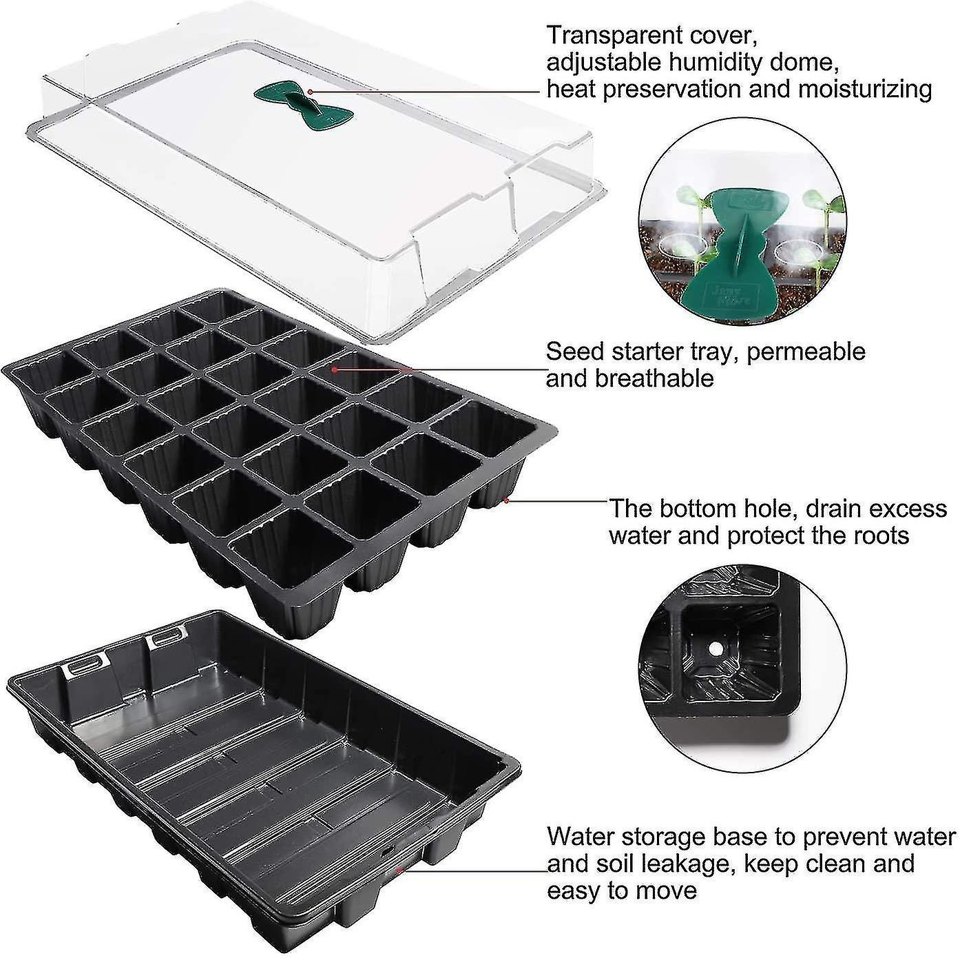 Seed Trays With Lids 5 Pack 120 Cells Seed Propagator Tray Germination ...