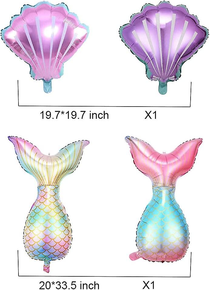 22pcs Mermaid Theme Balloons, Helium Foil Mermaid Tail Sea Shells ...