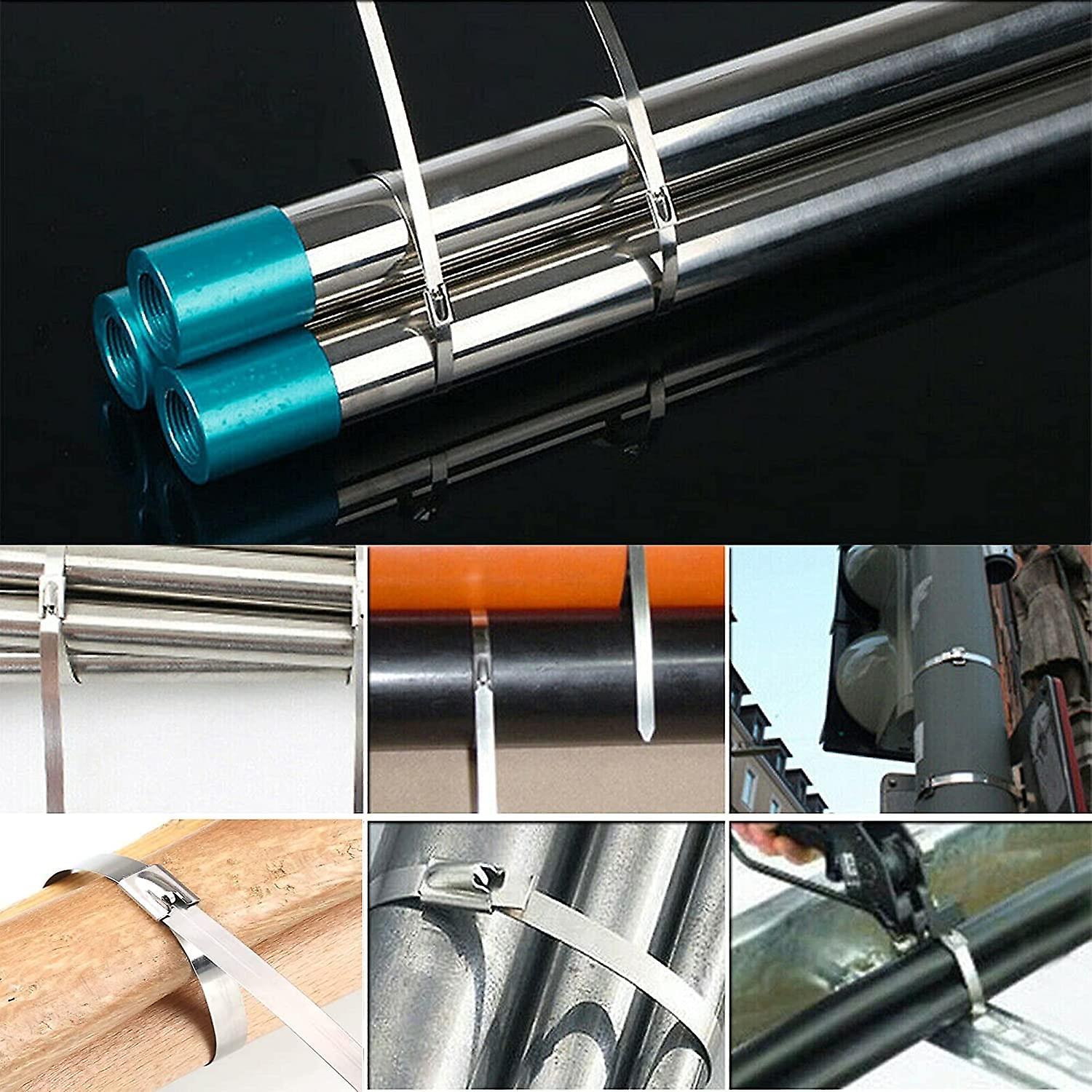 100 Pieces Stainless Steel Cable Ties, 300mm×4.6mm Stainless Steel ...