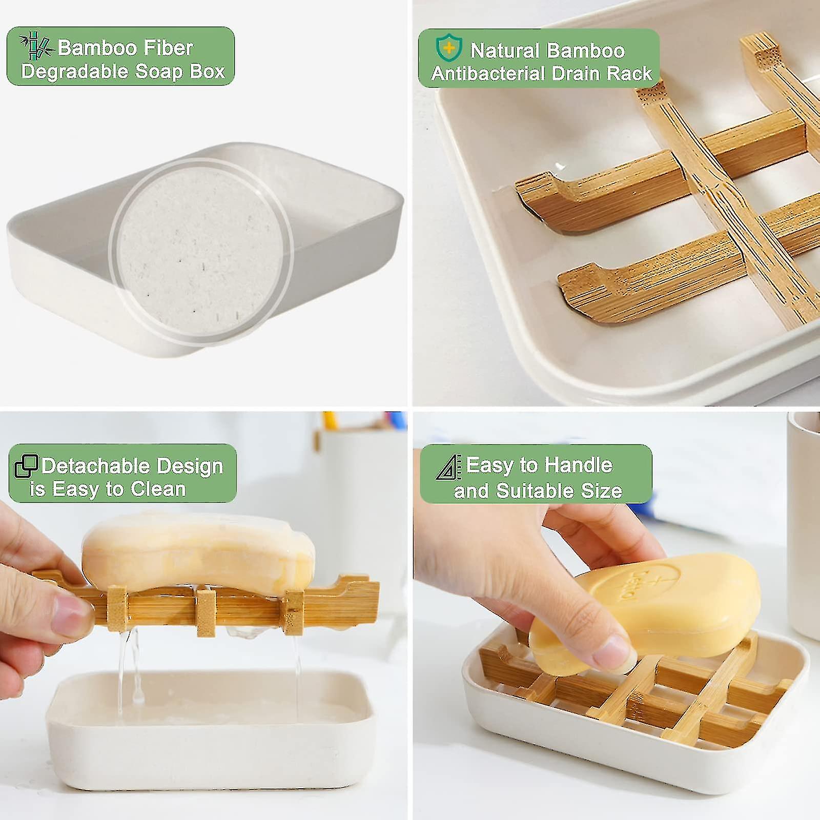 Bamboo Soap Dishes For Bathroom, Wooden Soap Holder Soap Box With Lid ...