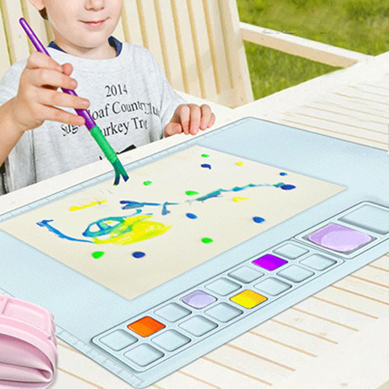 Craft Paint Pad With Brush Cleaner Cup Washable Silicone Art Mat For ...