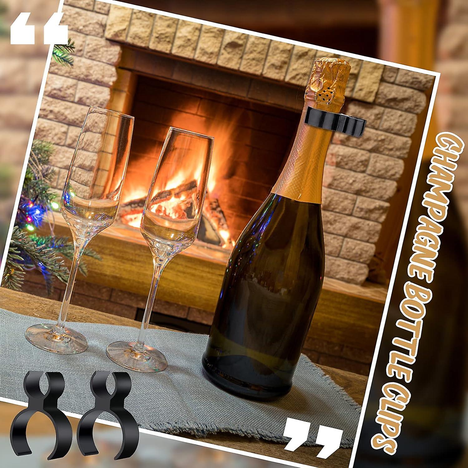 12 Pieces Champagne Bottle Sparkler Single Holder Safety Clips - Black ...