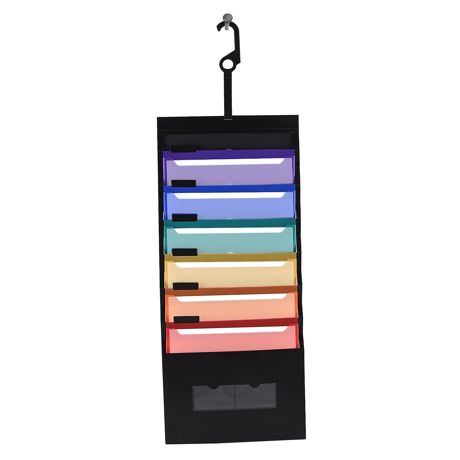 6 Pockets Hanging File Folder Accordian File Organizer A4 Size Wall ...