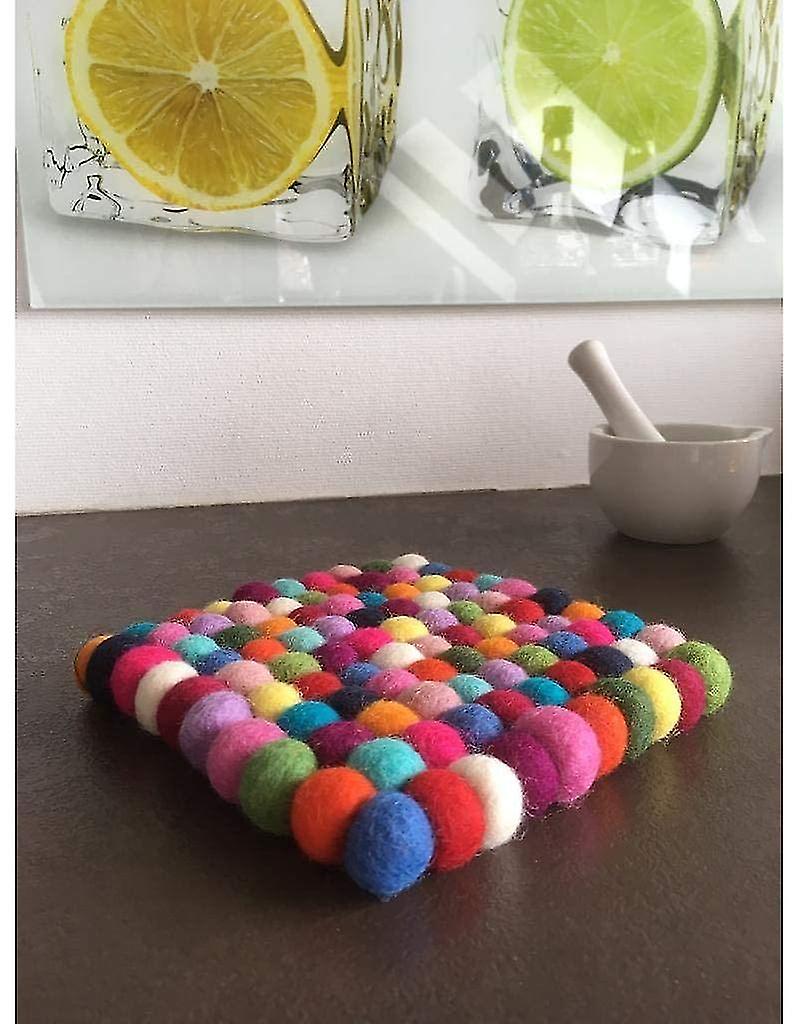 Yoga With Round Felticrafts Pot Coasters Made Of Felt Handmade Colorful ...