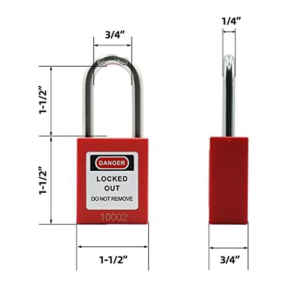 10 Red Lockout Tagout Locks with 10 Lock Out Tag Out Tags, Keyed ...