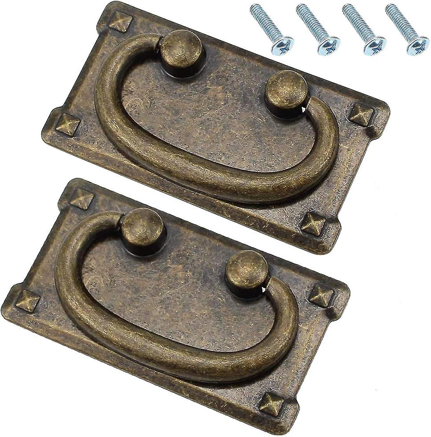 2 Classic Drawer Pulls, With Screws, Vintage Antique Bronze Drawer Ring ...