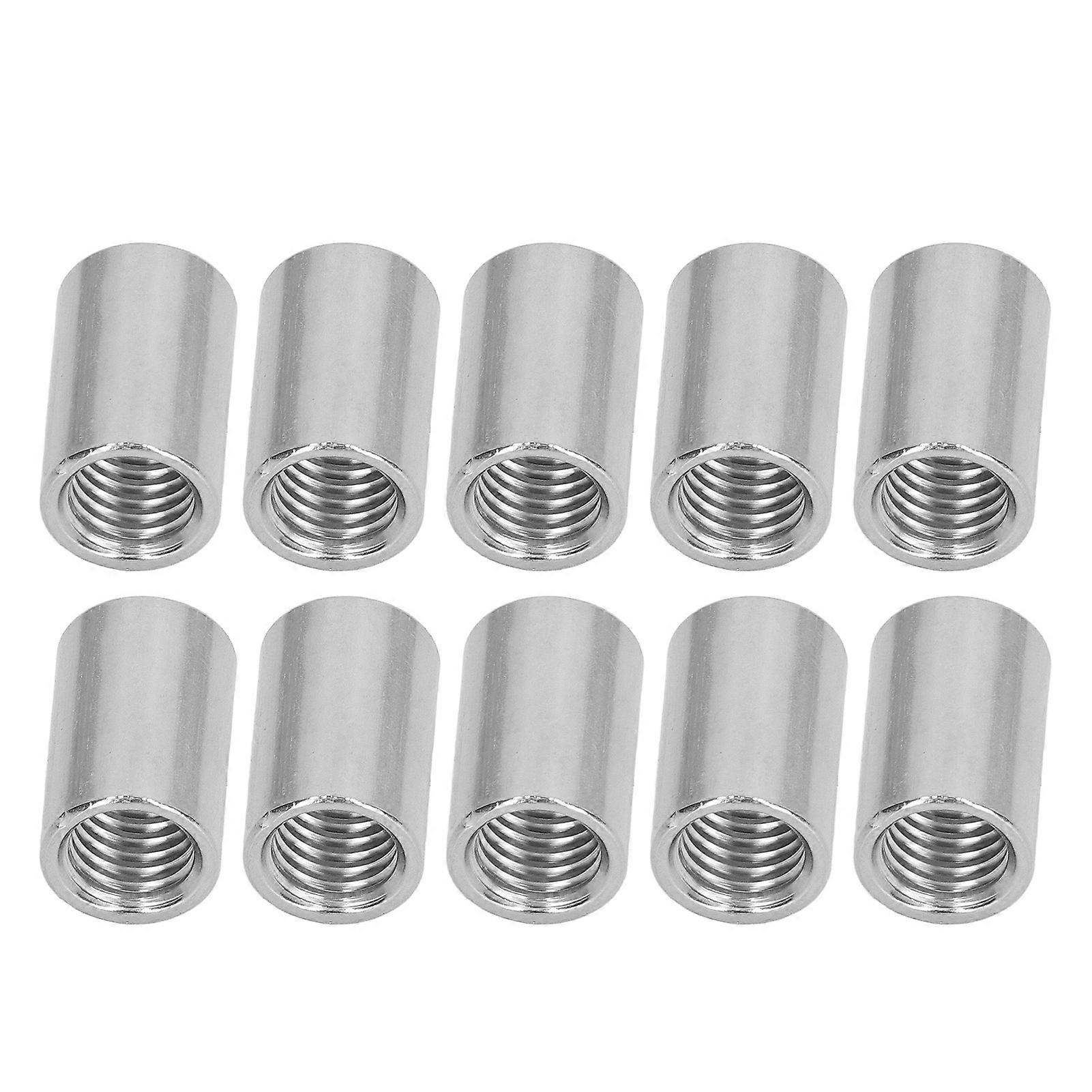 10Pcs Coupling Nut Round Rod Connector Female Thread 304 Stainless ...